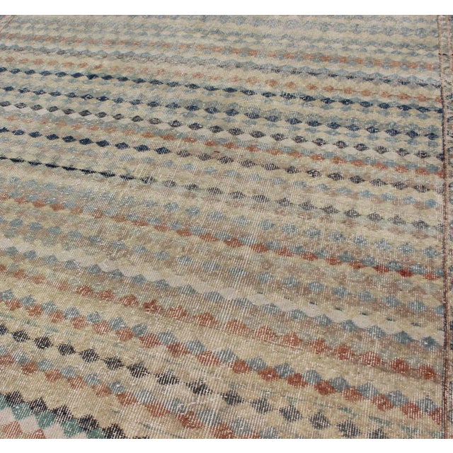 Vintage Turkish Mid-Century Modern Rug With Diamond Stripe Design ...