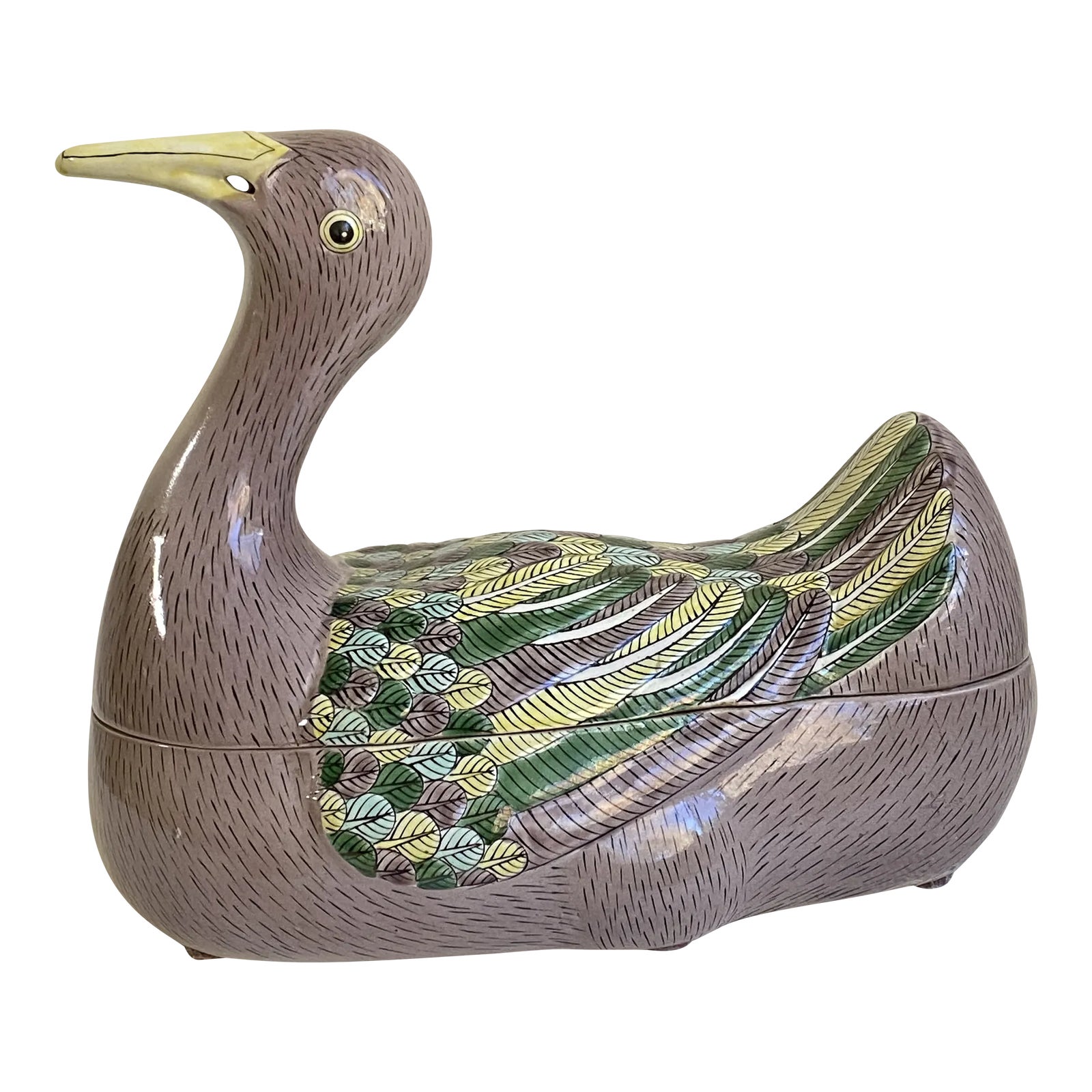 19th Century Chinese Export Style Hand Painted Porcelain Goose Covered ...