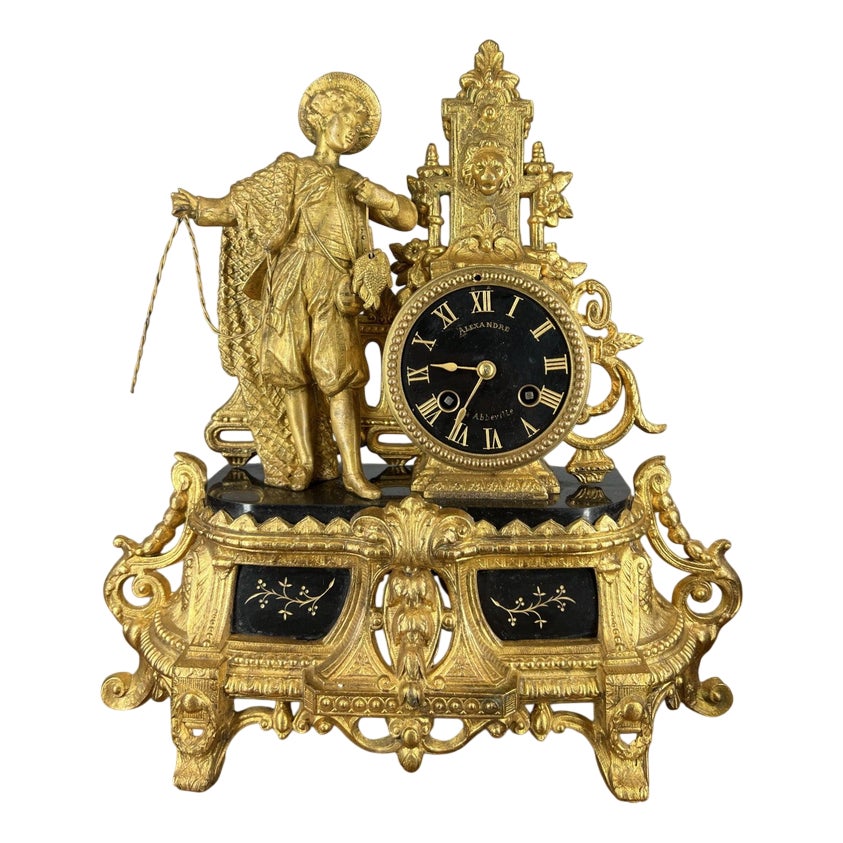 Antique Louis XV French Neo Rococo Figural Bronze Clock | Chairish