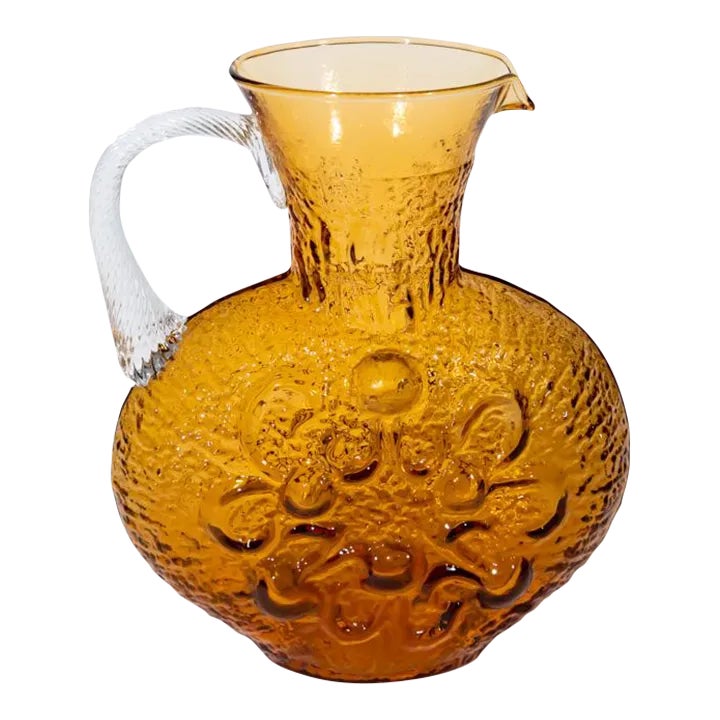 1970s Amber Glass Vintage Pitcher, Attributed to Stelvia Glass Italy ...