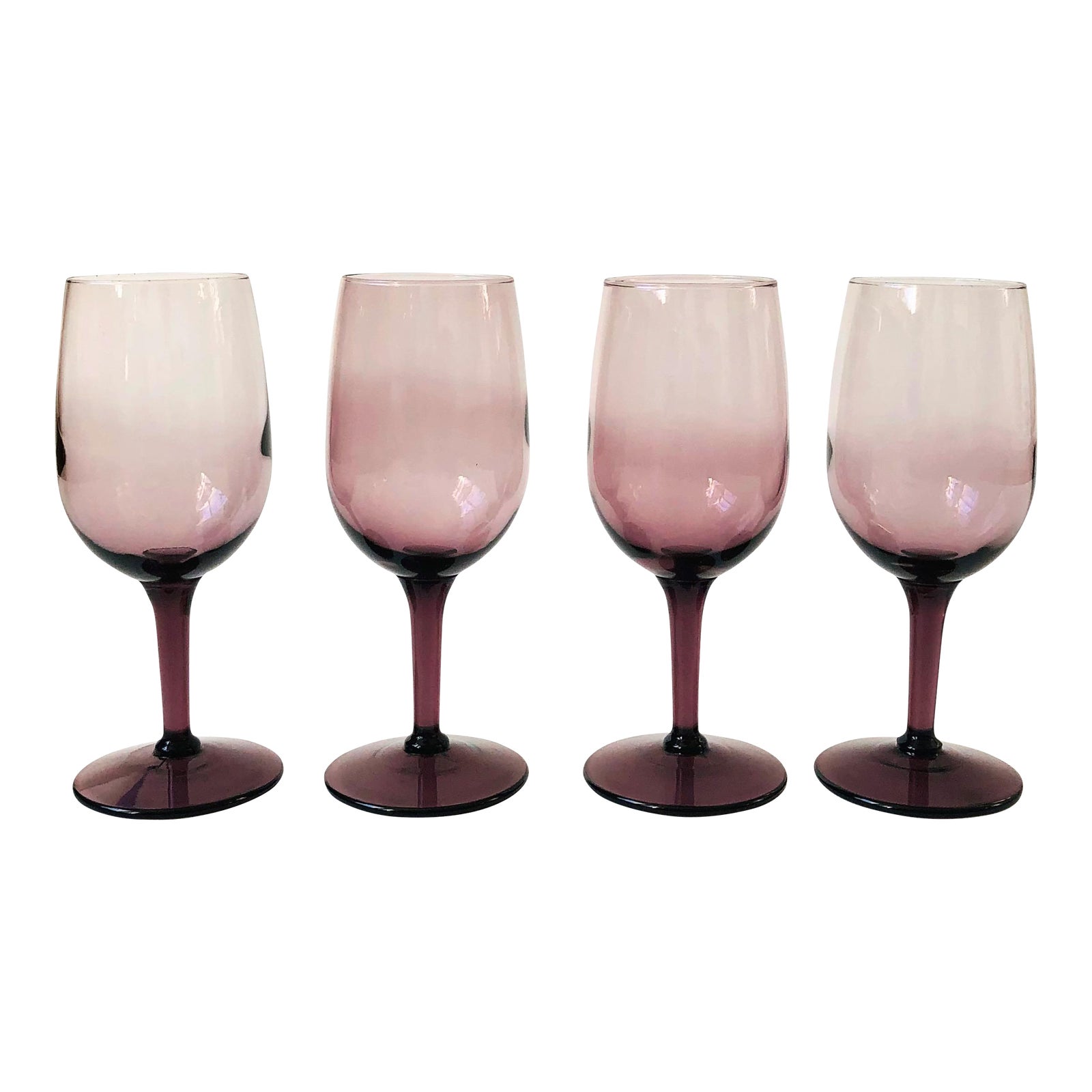 Vintage Dark Purple Wine Glasses - Set of 4 | Chairish