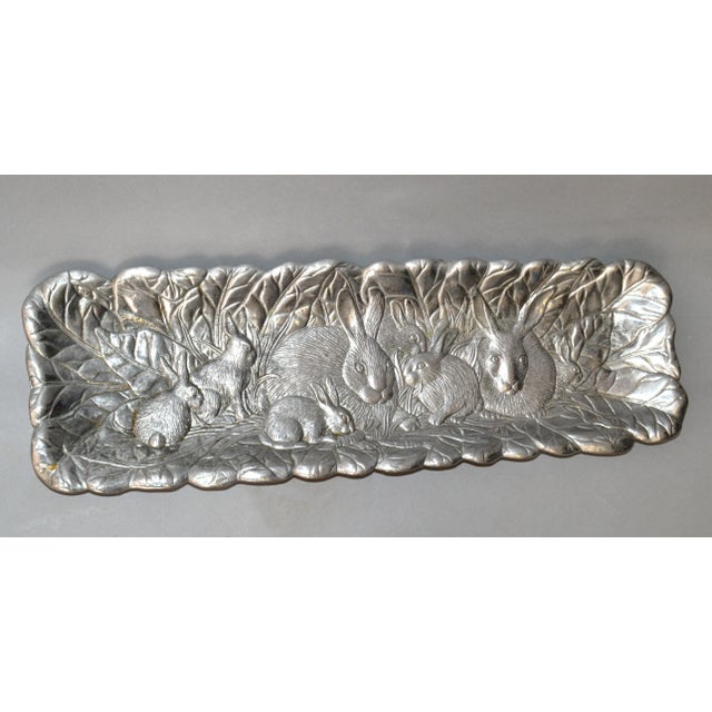 1990s Arthur Court Cast Aluminum Repousse Bunnies Rectangle Serving ...
