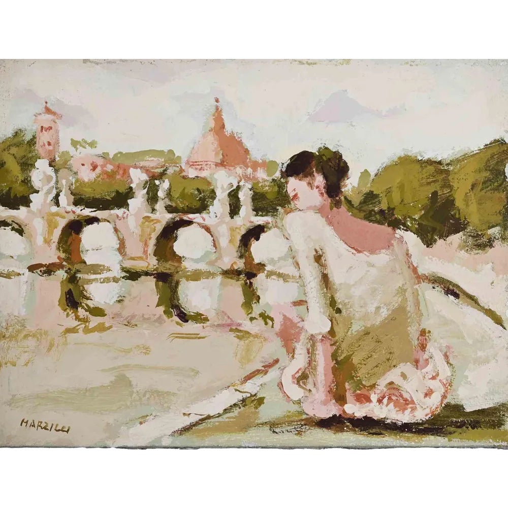 Franco Marzilli, Ballerina in Front of the Ponte Sant'Angelo in Rome ...