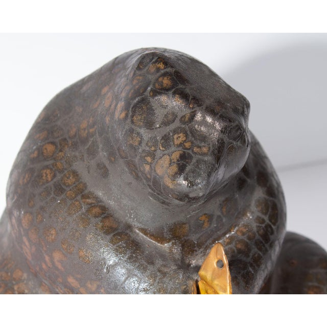 Raku Pottery Bear With Copper Fish by Tony Evans | Chairish