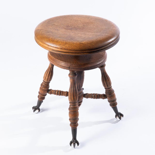 Early 20th Century Antique Oak Piano Stool | Chairish