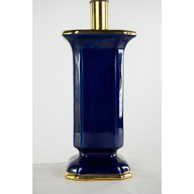 Cobalt Blue Ceramic Column-Shaped Table Lamp | Chairish