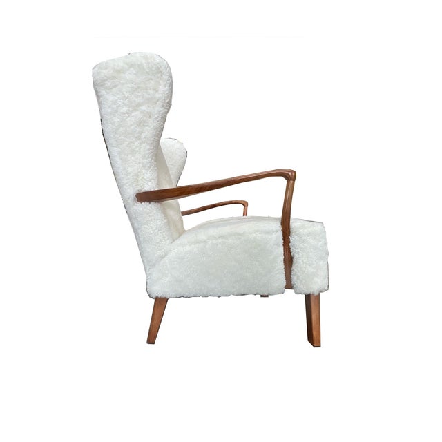 Vintage Danish Modern Jacob Kjaer Beech Wingback Chair in White ...