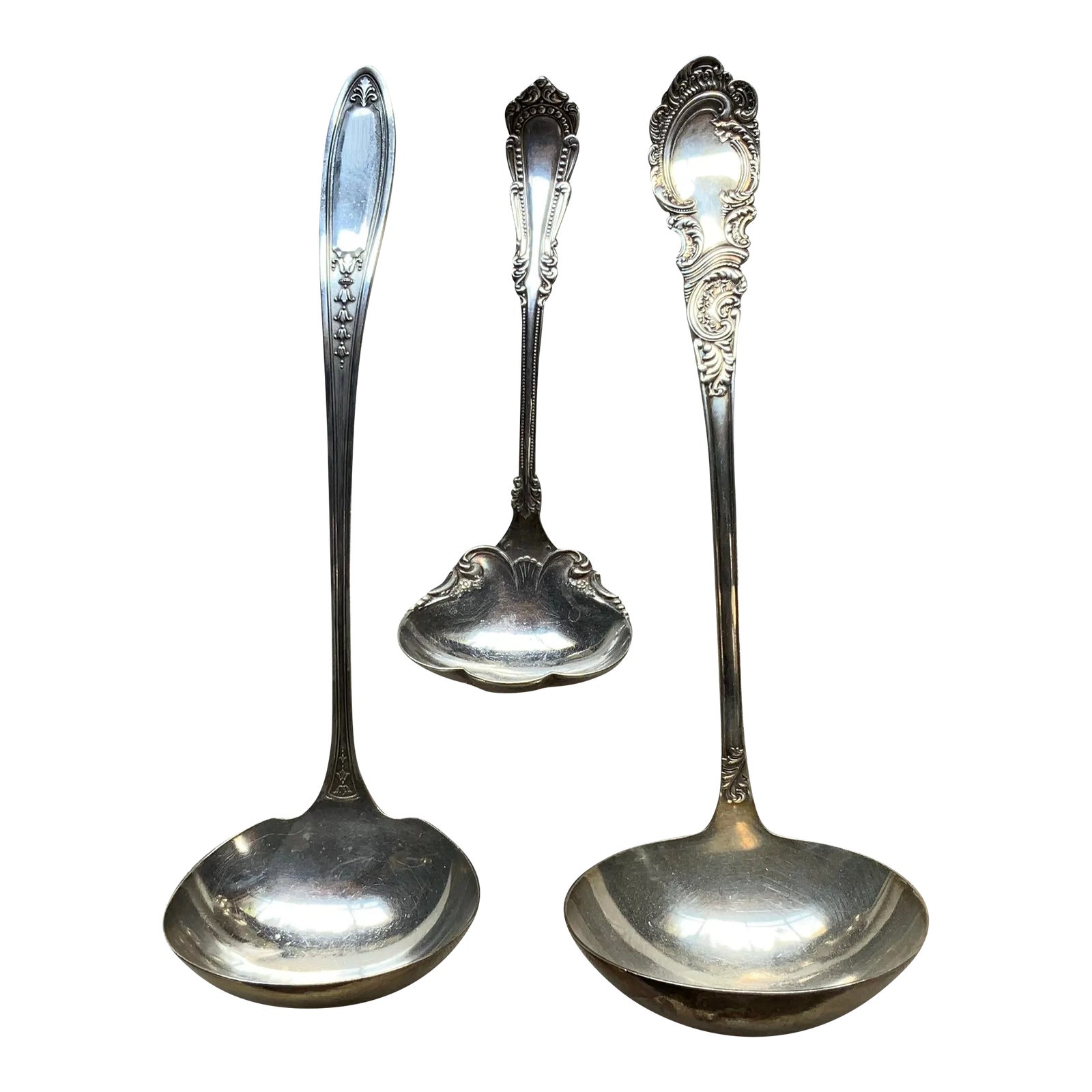 Antique Silverplate Ladles- Set of 3 | Chairish