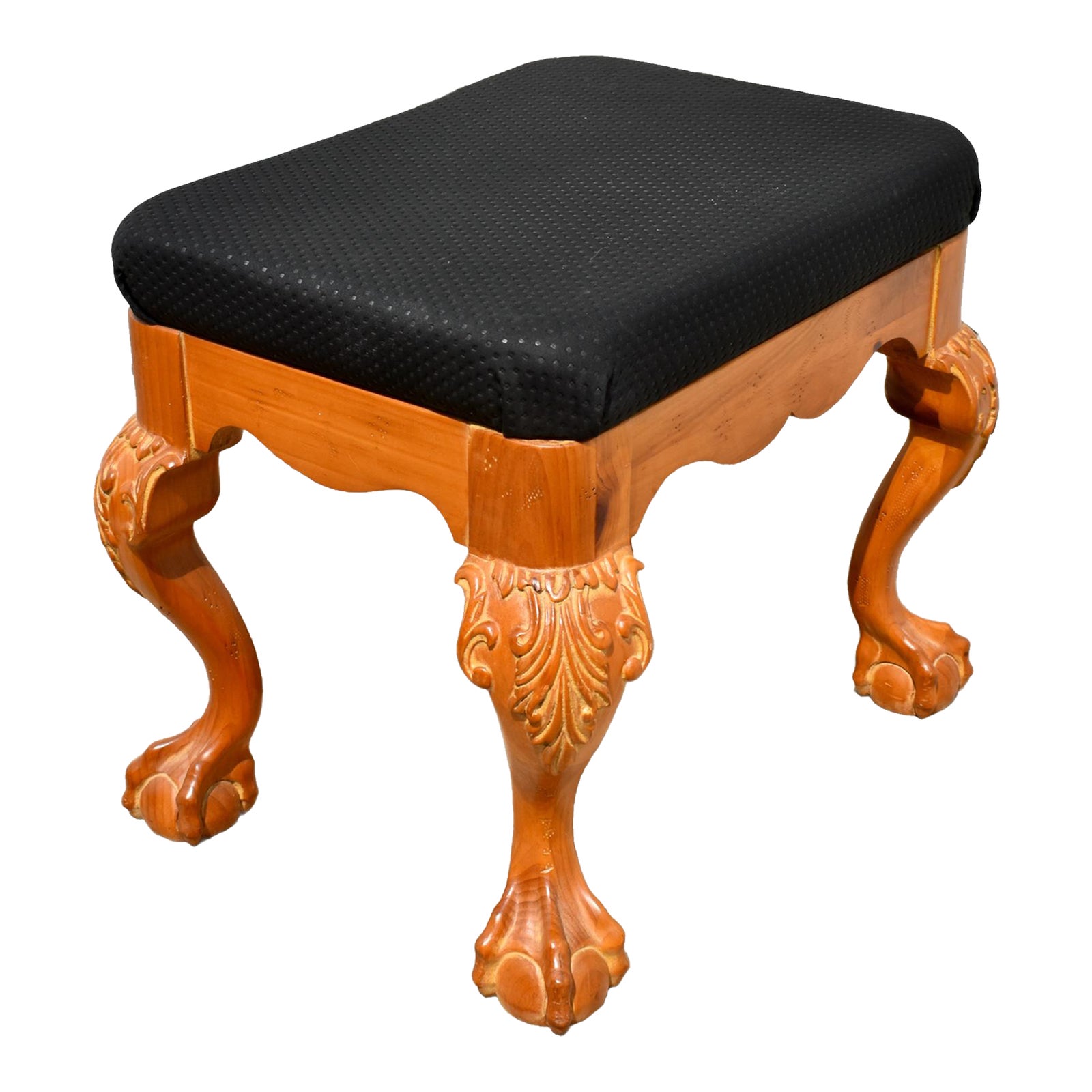 Vintage Link -Taylor Country French Carved Maple Claw Foot Stool | Chairish