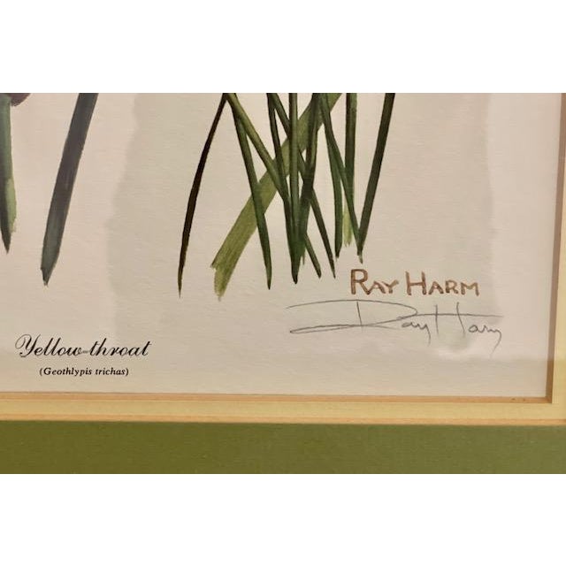 Ray Harm Vintage Bamboo Framed Bird Lithographs - Signed Pair | Chairish