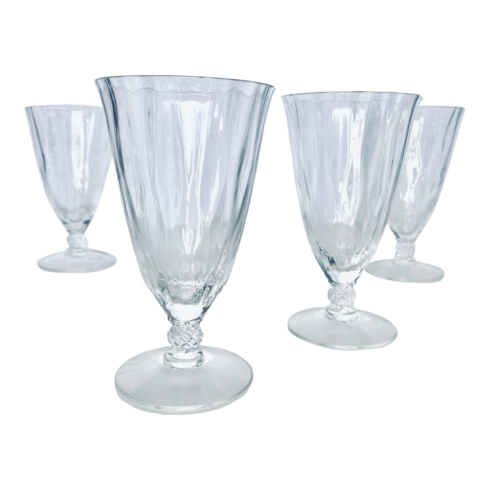 Vintage Clear Ribbed Juice Glasses Set of 4 | Chairish