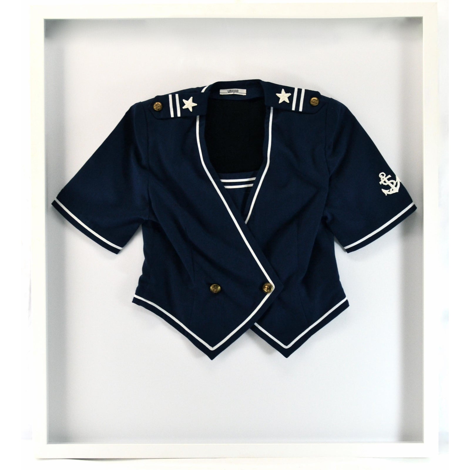 Vintage Sailors Jacket, Framed in Shadow Box Party Jacket | Chairish