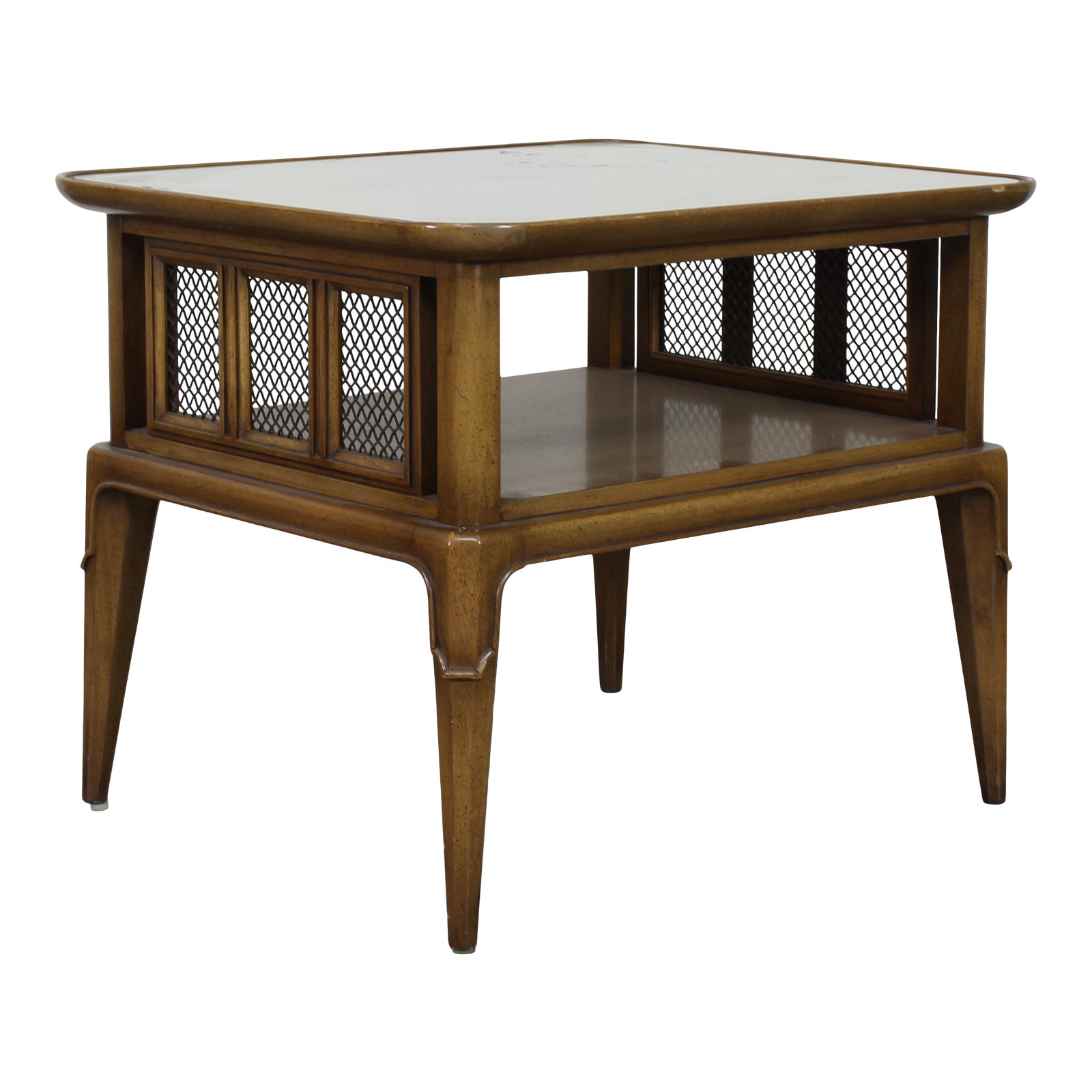 Mid-Century Two-Tiered Walnut Side Table | Chairish