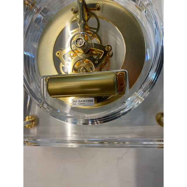 Mid-Century Modern Skeleton Seiko Clock with Gold Accent Brass & Lucite ...