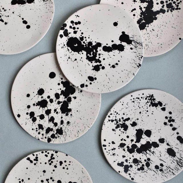Handmade Matte Black and White Ceramic Dinner Plate by Owo Ceramics ...