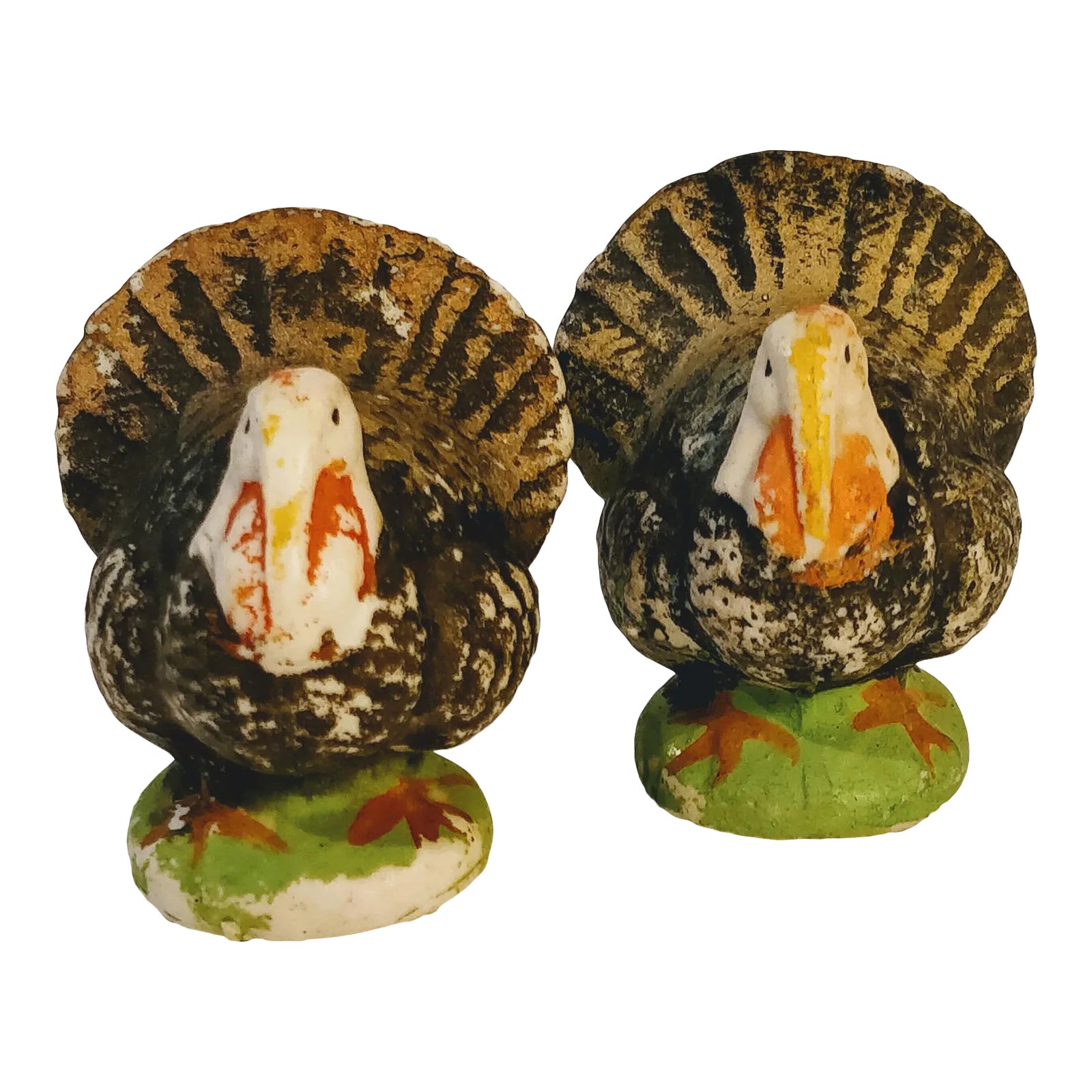 Bisque Porcelain Table Turkey Figurines Pair | Chairish