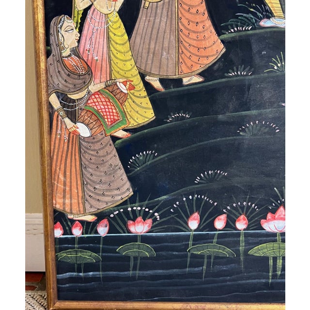 Vintage Framed Pichhavai Painting of Krishna Playing His Flute | Chairish