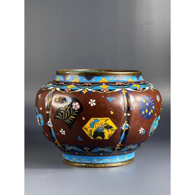 19th Century Antique Japanese Cloisonne Cache-Pot | Chairish