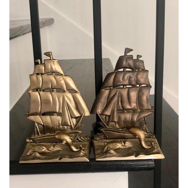 Vintage Brass Sailing Ship Bookends- a Pair | Chairish