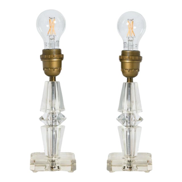 Vintage Crystal Table Lamps - Pair | Chairish