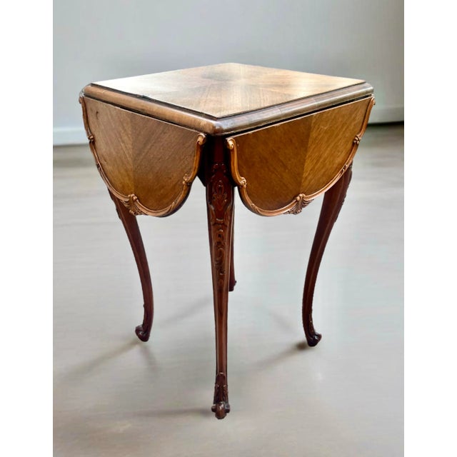 French Art Nouveau Quatrefoil Parquet Accent Table | Chairish