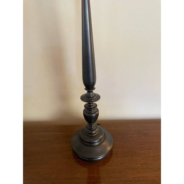 2000s Black Metal Candlestick Desk Lamp With Shade From Restoration ...