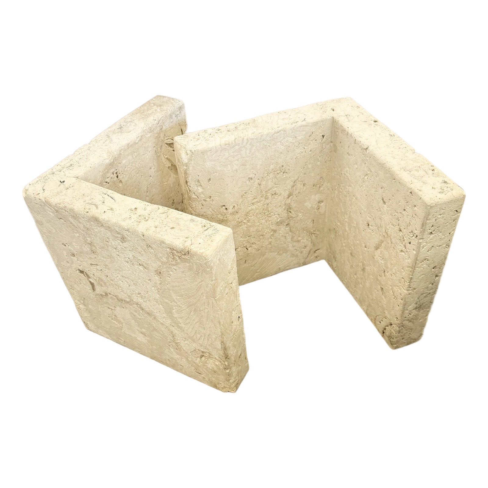 Chunky Geometric 1970's Coral Stone Coffee Table Bases | Chairish
