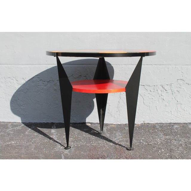 1970's Memphis Style Multi Color 2 Tiered Accent/ Side Table | Chairish