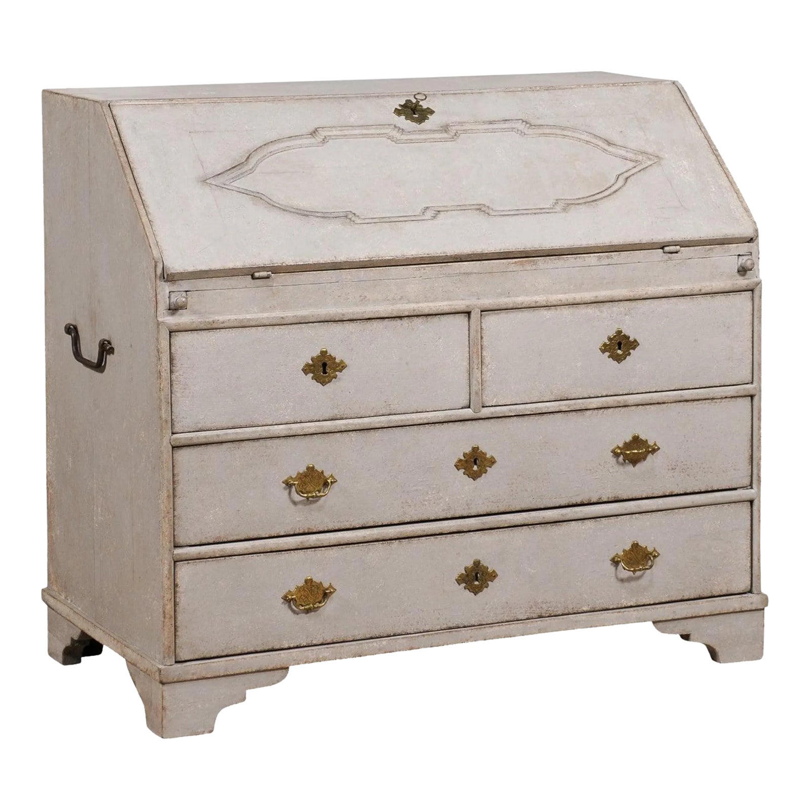 1790s Scandinavian Slant Front Desk with Carved Panel and Four Drawers ...