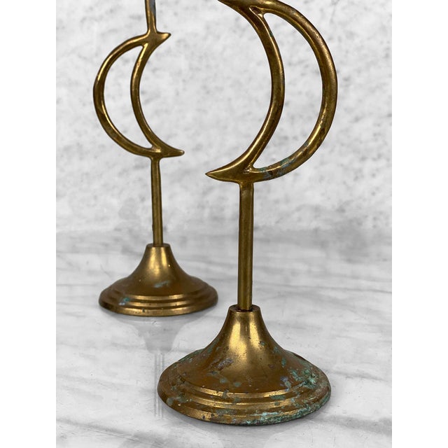 Vintage Traditional Brass Crescent Moon Motif Candlestick Holders - a ...