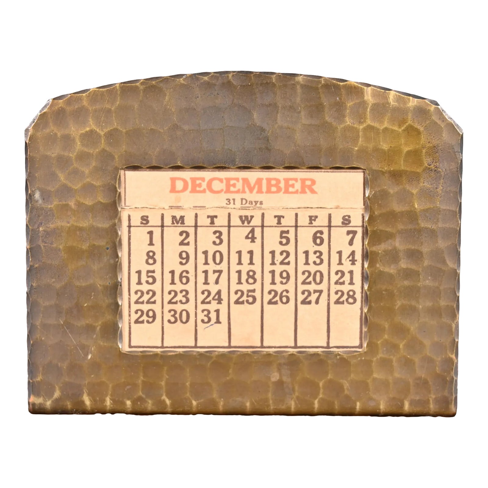 Roycroft Arts & Crafts Brass Finished Hammered Copper Desk Calendar ...