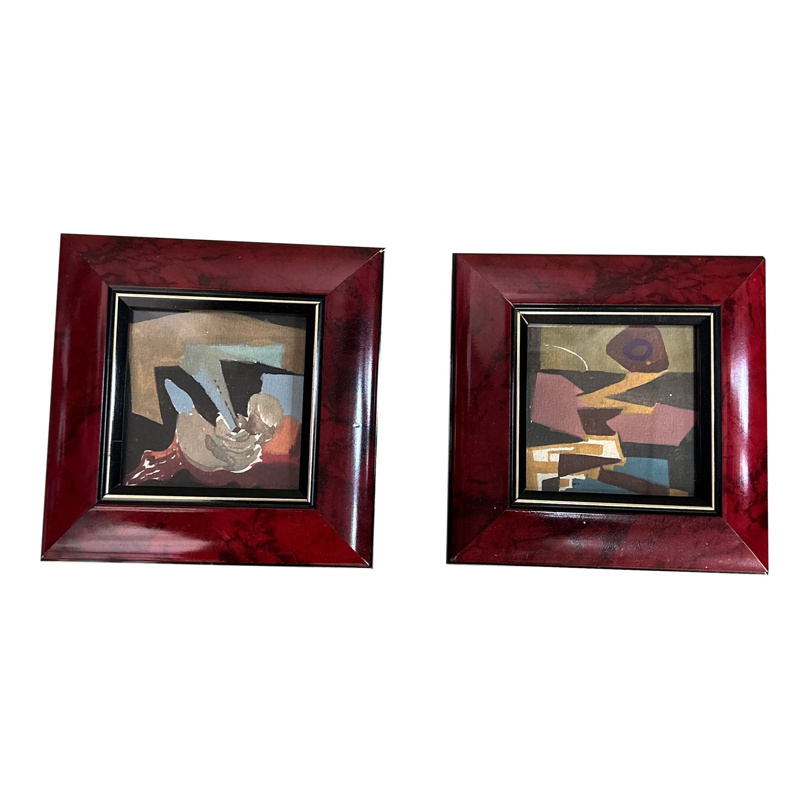 1940’s Two Original Abstract Expressionist Watercolor Paintings- Set of ...