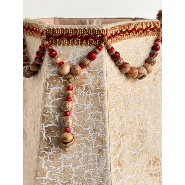 Custom Pagoda Lamp Shades With Wooden Beads-A Pair | Chairish