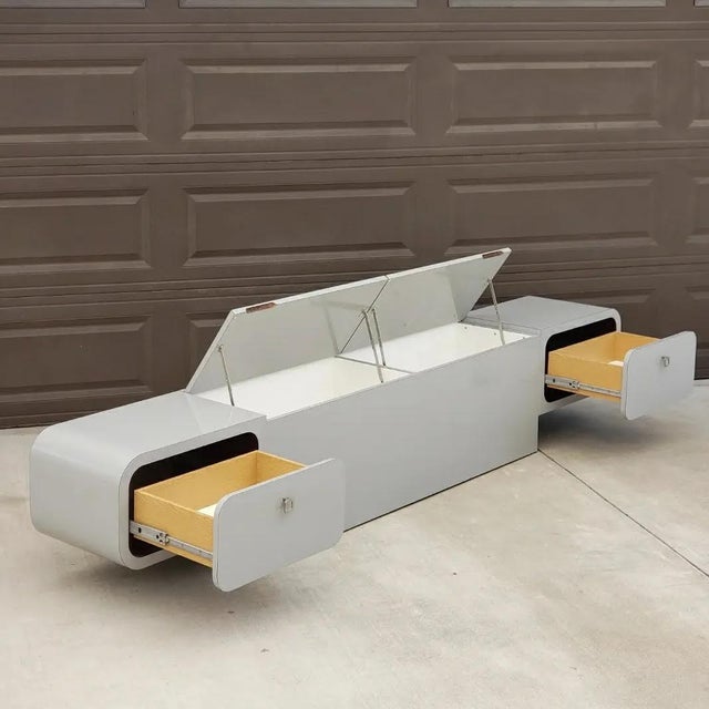 1970's Italian Postmodern Minimalist Queen Headboard With Floating ...