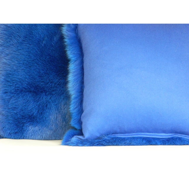 Blue Fox Pillows With Italian Cashmere - a Pair | Chairish