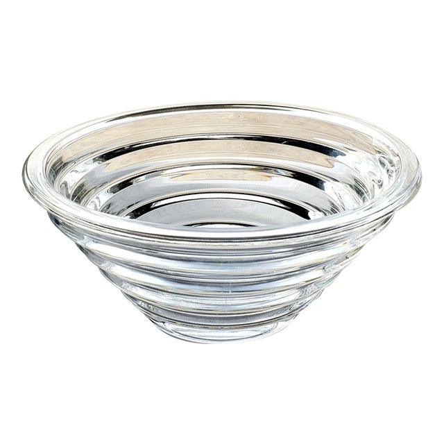 Mid-Century Walter Teague Steuben Style Glass Lens Bowl | Chairish