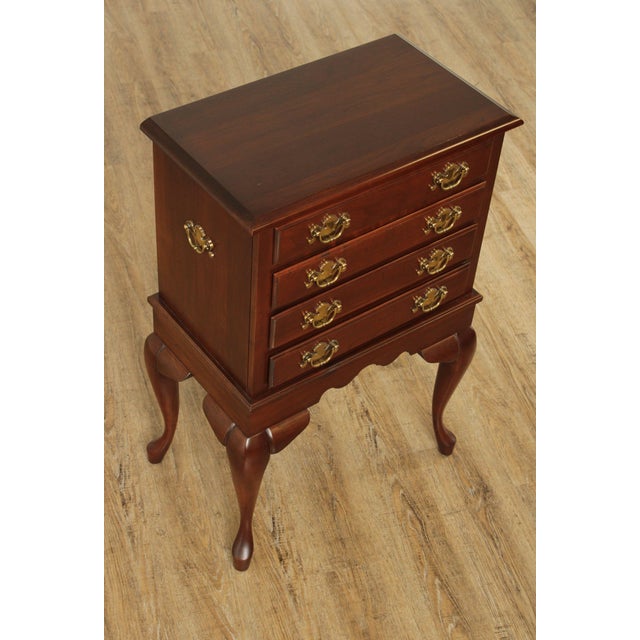 1990s Crescent Solid Cherry Queen Anne Style Silver Chest | Chairish