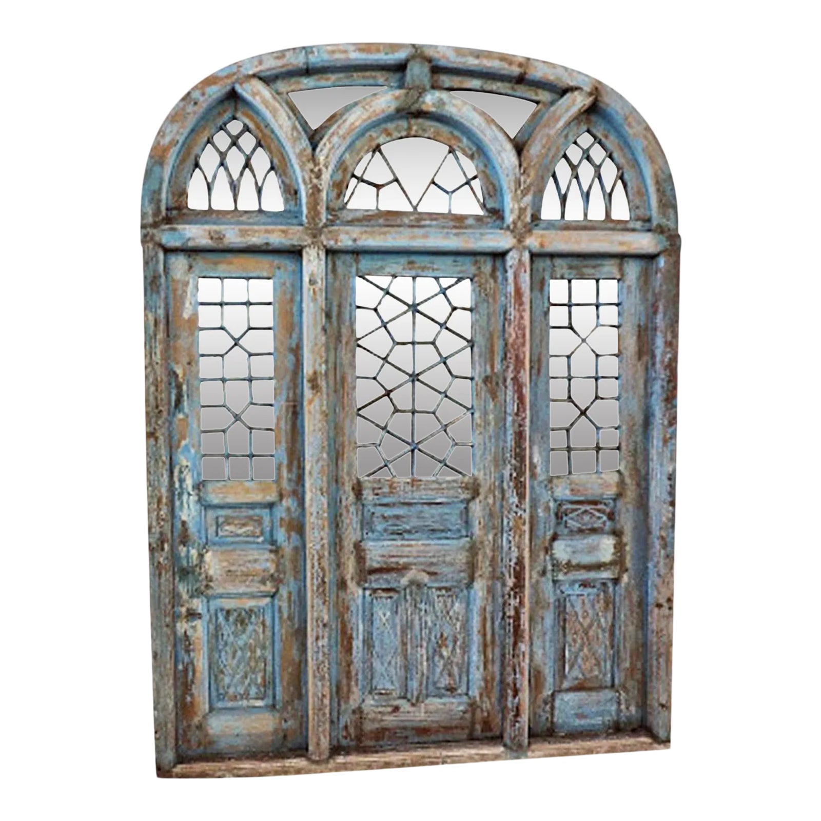 Jodhpur Blue Church Door With Mirror | Chairish