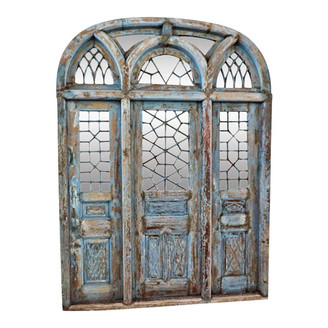 Jodhpur Blue Church Door With Mirror | Chairish
