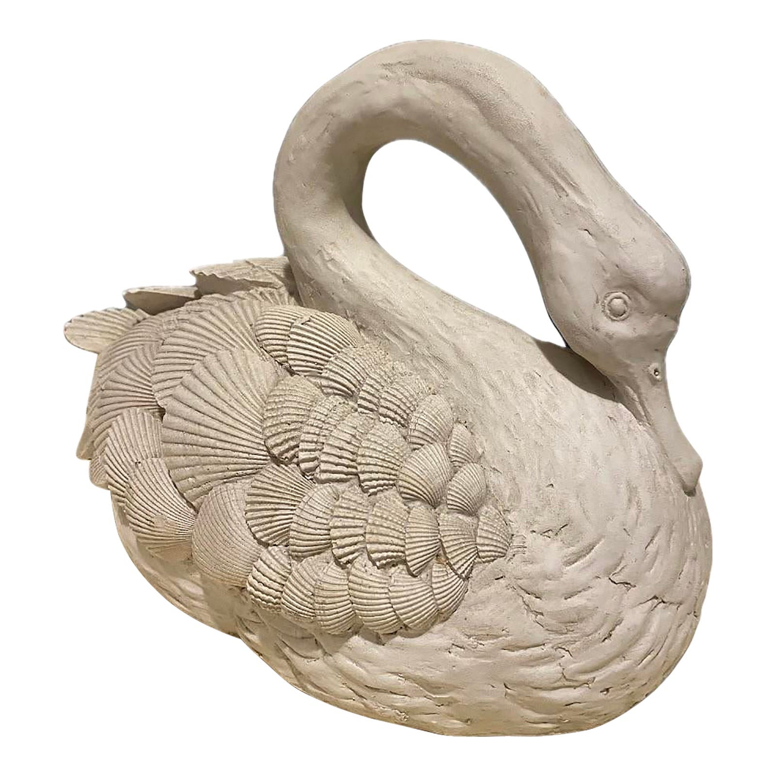 Clam Shell Swan Statue | Chairish