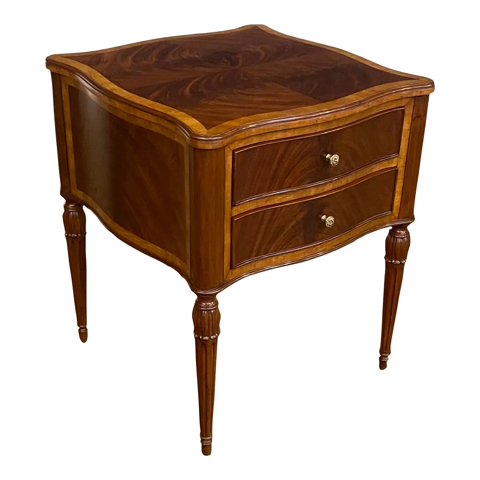 Leighton Hall Mahogany Serpentine End Table | Chairish