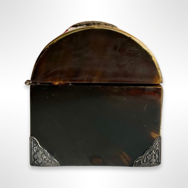 1920s English Lined Jewelry Box With Silver Mounts & Original Key ...