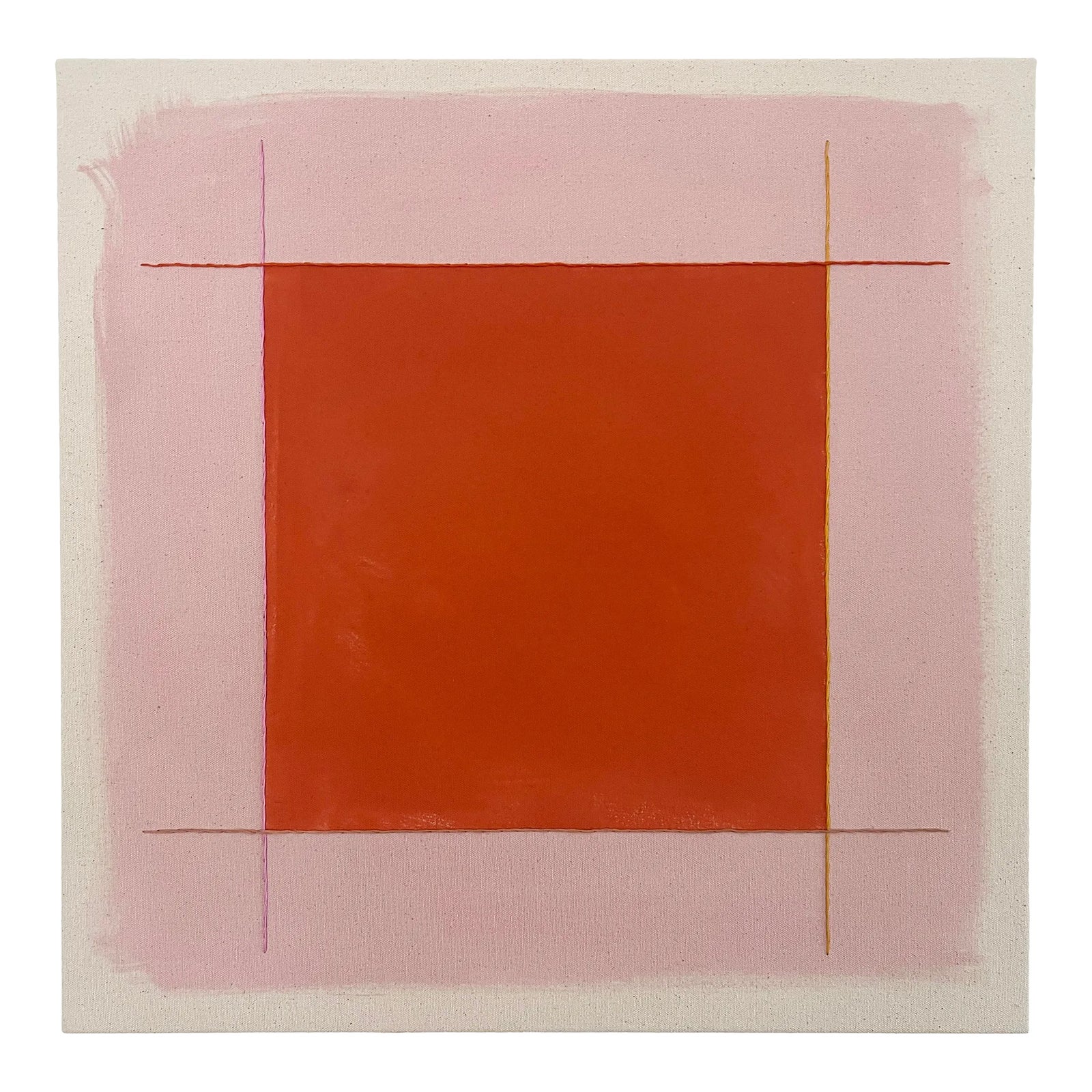 Persimmon/Mauve With Bright Pink Grid Contemporary Abstract Painting by ...