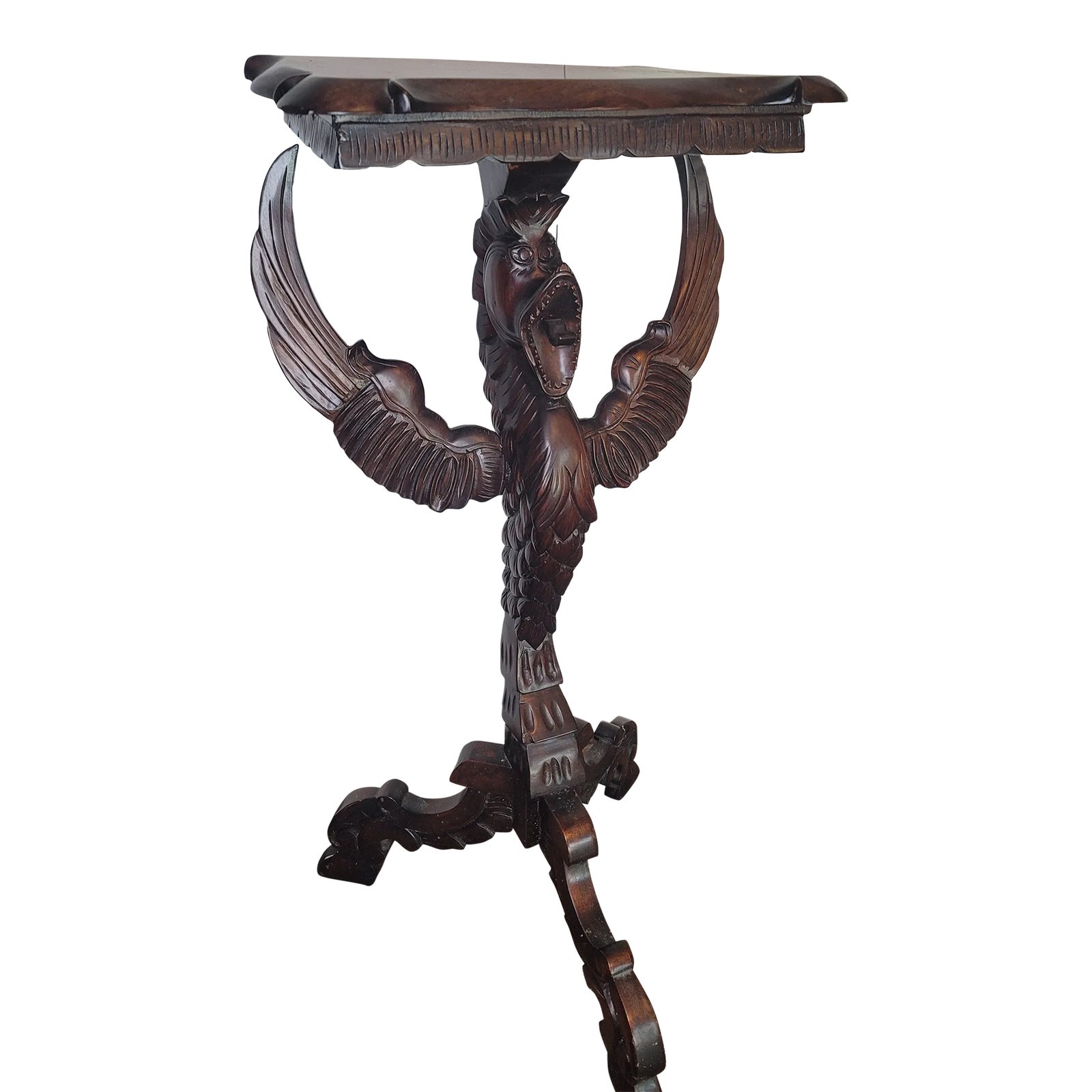 Early 20th Century Walnut Dragon Side Table | Chairish