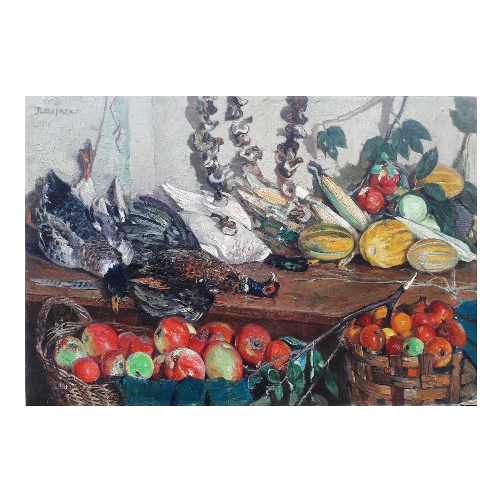 1960s Autumn Landscape Oil Painting Original Art, Artist Sharkevich ...