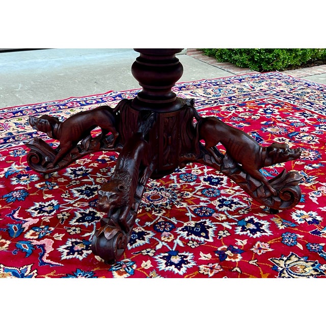 Antique French Round Game Card Dining Table Pedestal Oak Hunt ...