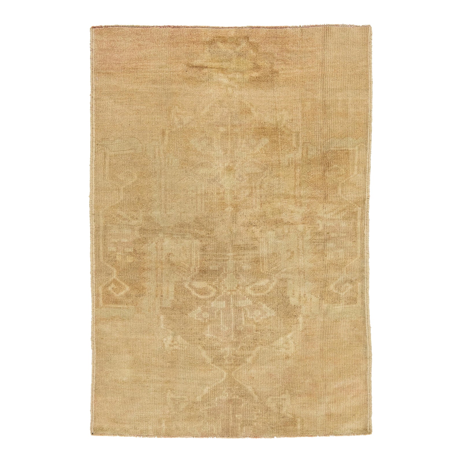 Vintage 1940s Tan Turkish Anatolian Handmade Wool Scatter Rug | Chairish