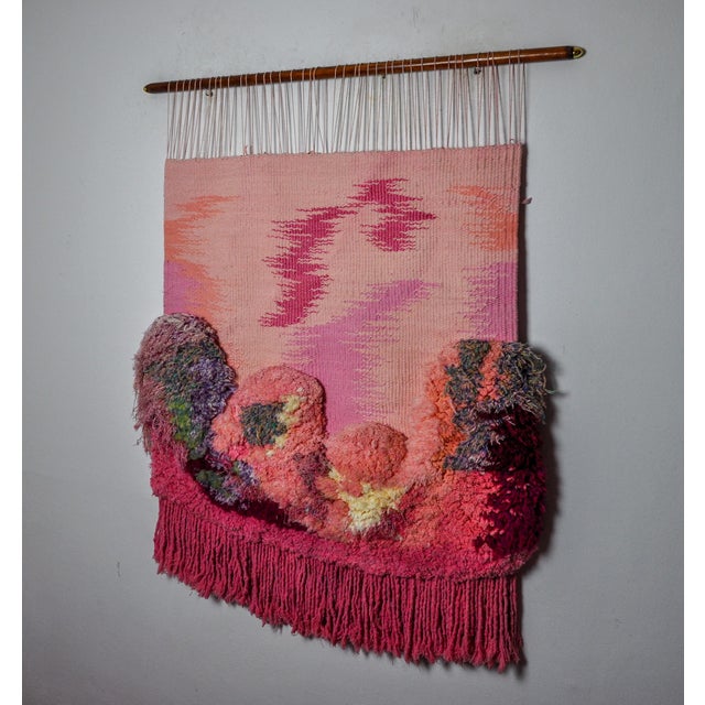 Pink Textured Macrame Wall Tapestry, Spain, 1970s | Chairish