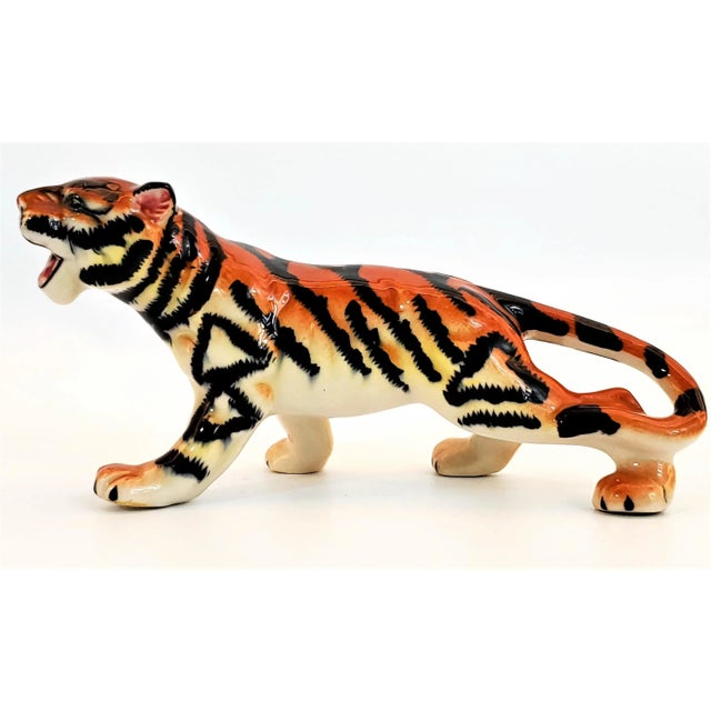 Vintage 1960s Porcelain Ceramic Growling Tiger Figurine With Growling ...