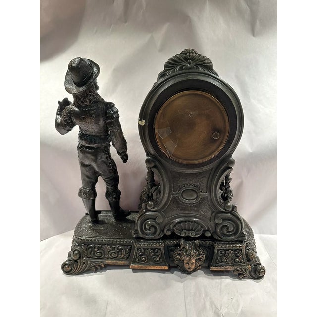 19th Century Waterbury “Vale” Cast Metal Figural Statue Mantel Clock ...